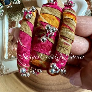 Ajrakh Handblock | Fabric Bangles| Fusion|oxidized| Handmade | Sustainable Fashion | Eco ...