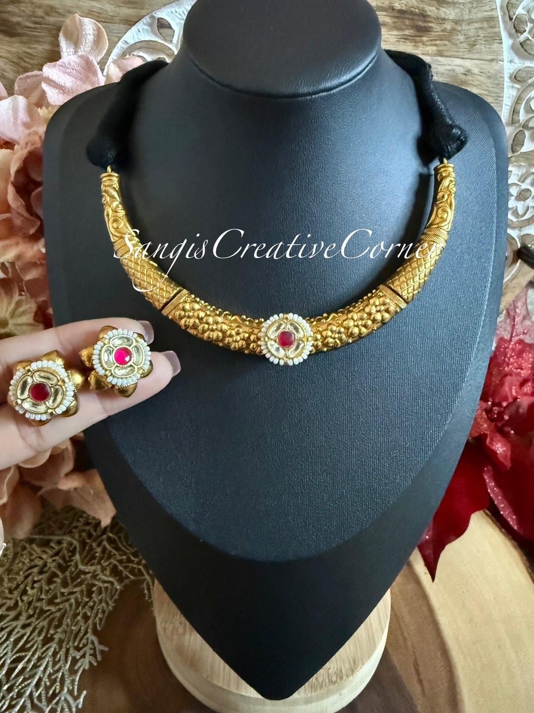 Brass Based Gold Set |hasli Style| Earrings| Stone Work| Handcrafted ...