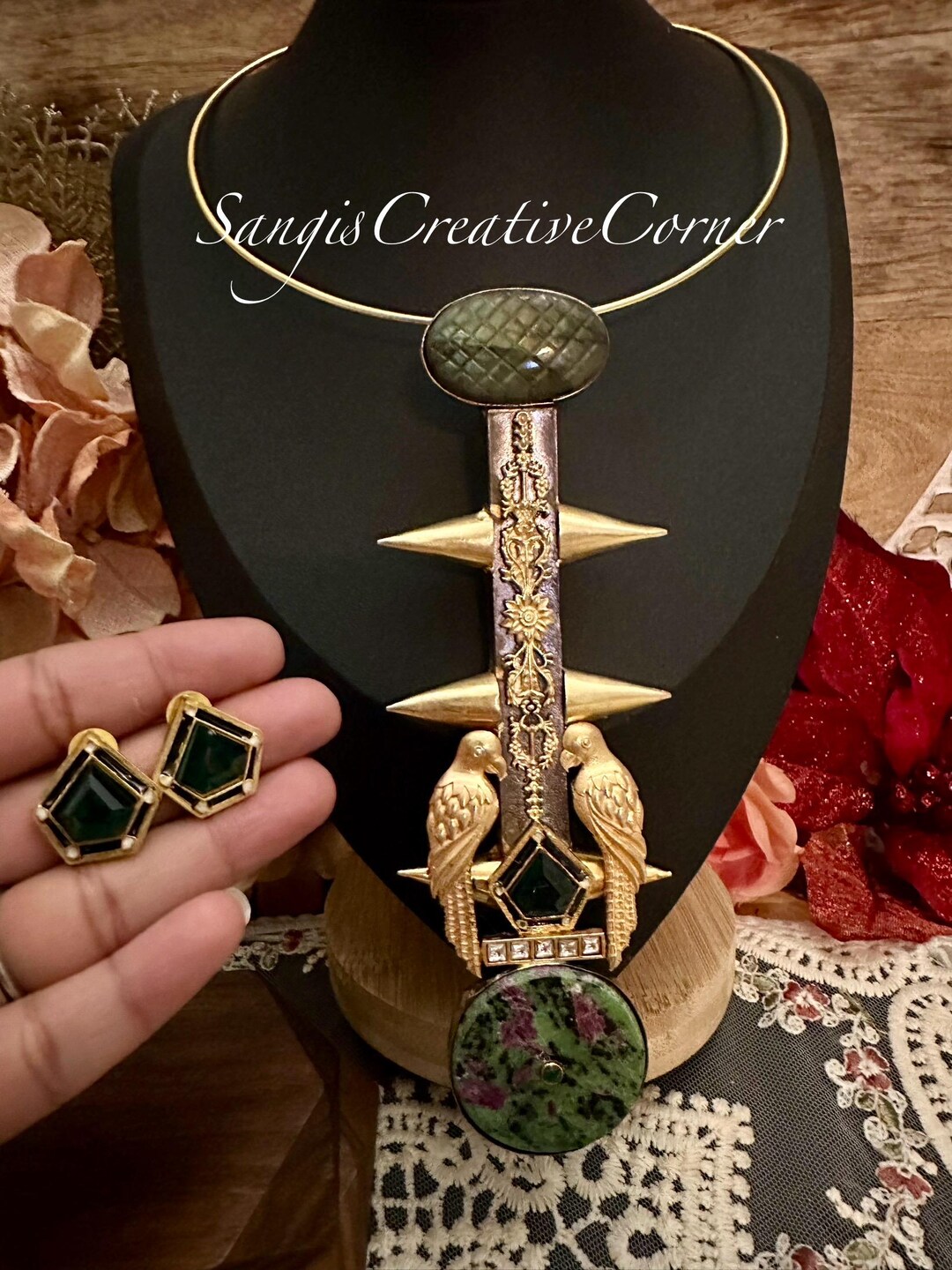 Nepali-designer Inspired Oxidized Necklace/hasli, Earringshandcrafted ...