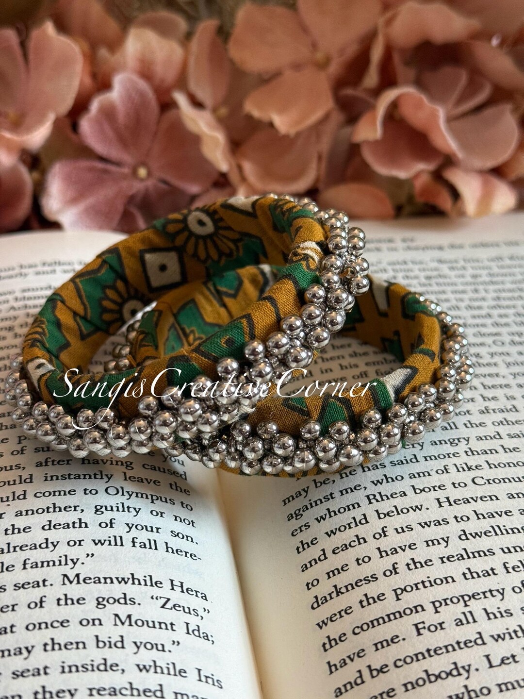 Ajrakh Handblock|heavy Beaded Fusion Bangles|fusion|oxidized|handmade|sustainable Fashion|eco ...