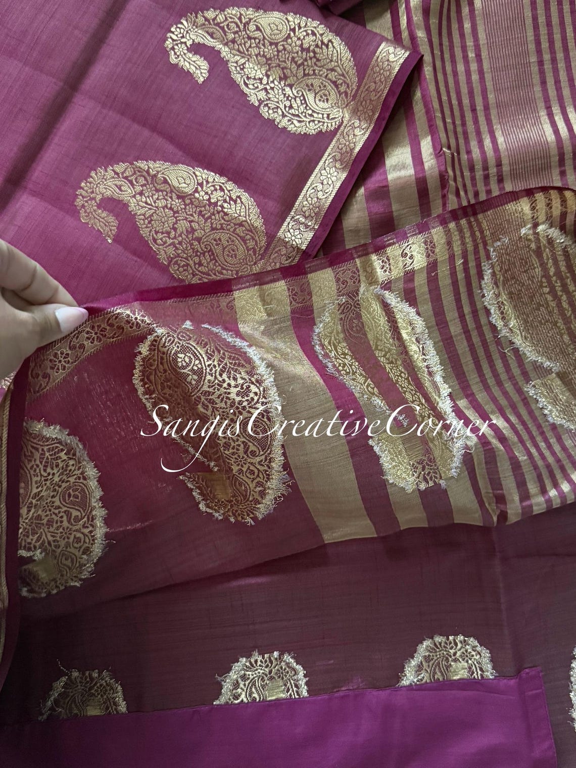 Handloom Raw Silk Saree: Maroon Mango Weaving, Festive Wear - Etsy