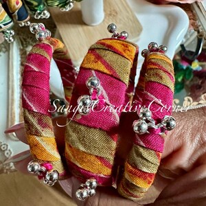 Ajrakh Handblock | Fabric Bangles| Fusion|oxidized| Handmade | Sustainable Fashion | Eco ...