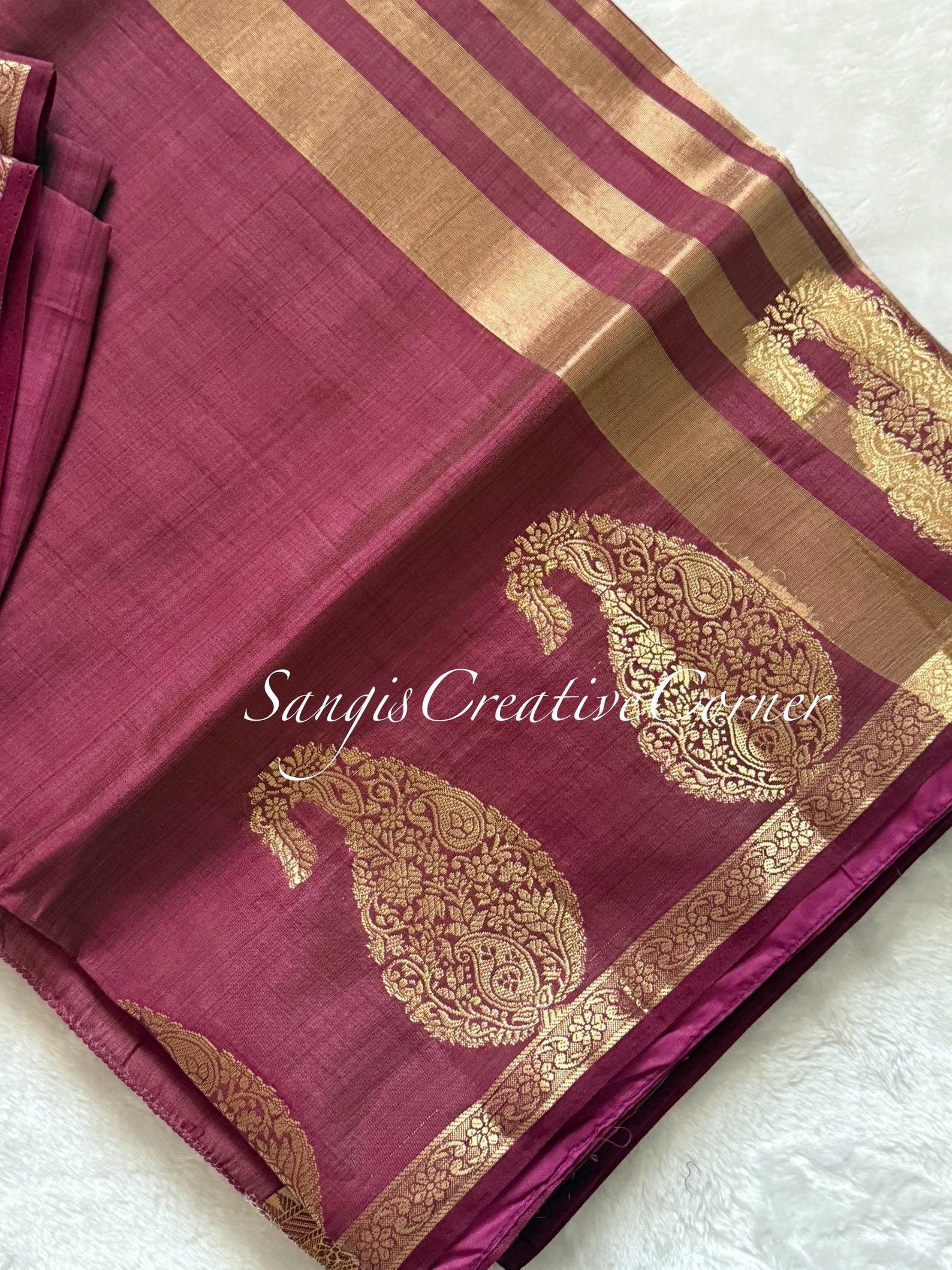 Handloom Raw Silk Saree: Maroon Mango Weaving, Festive Wear - Etsy