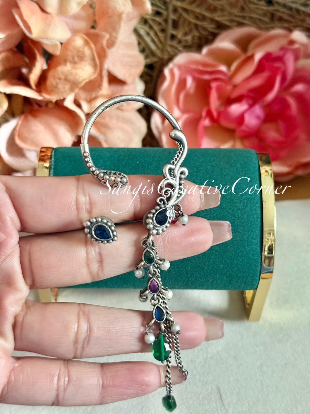 Ear Cuff Bugadi Oxidized Silver Tone|mismatched Earrings|handcrafted ...