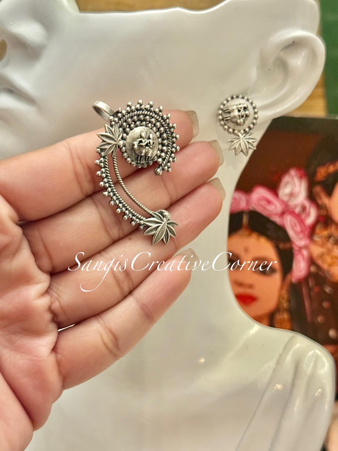 Ear Cuff Bugadi Oxidized Silver Tone|mismatched Earrings|handcrafted |oxidized Earrings| Silver ...