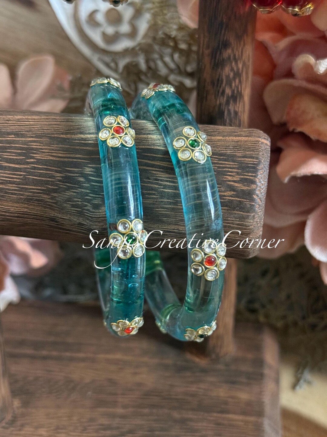 Designer Glass Bangles |2 Bangles per Set|crystal Work| Handcrafted ...