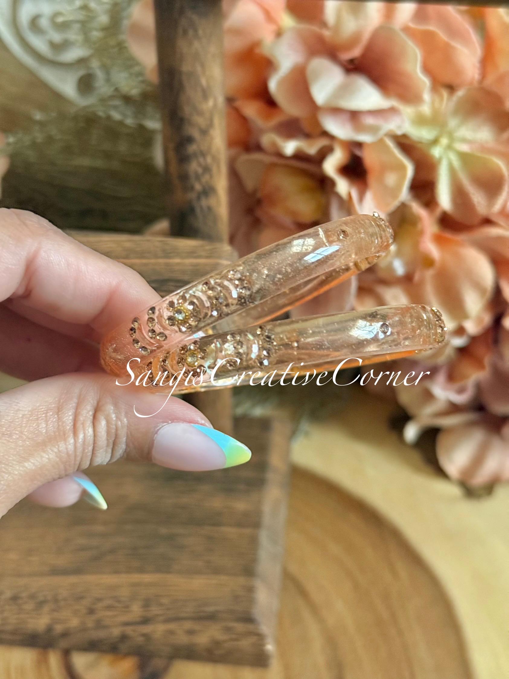 Handcrafted Crystal Glass Bangles - Set of 2 - Size 2.4 Design 8 - Etsy
