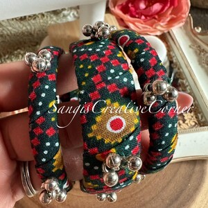 Ajrakh Handblock | Fabric Bangles| Fusion|oxidized| Handmade | Sustainable Fashion | Eco ...