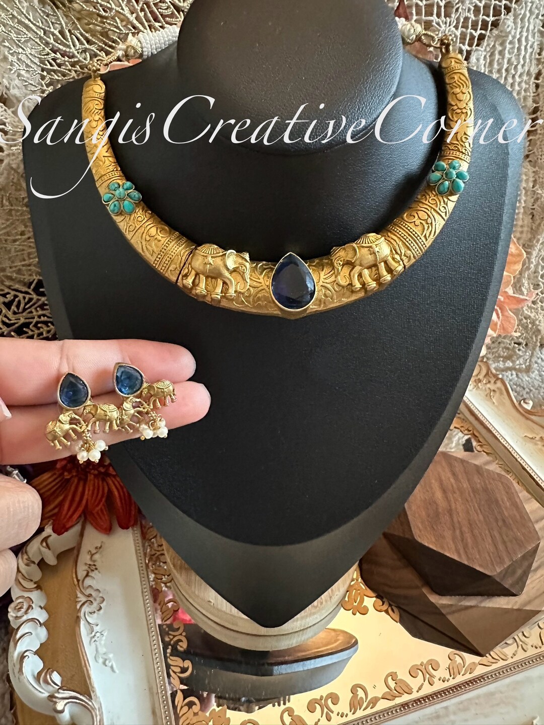 Brass Based Gold Set |hasli Style| Earrings| Stone Work| Handcrafted ...