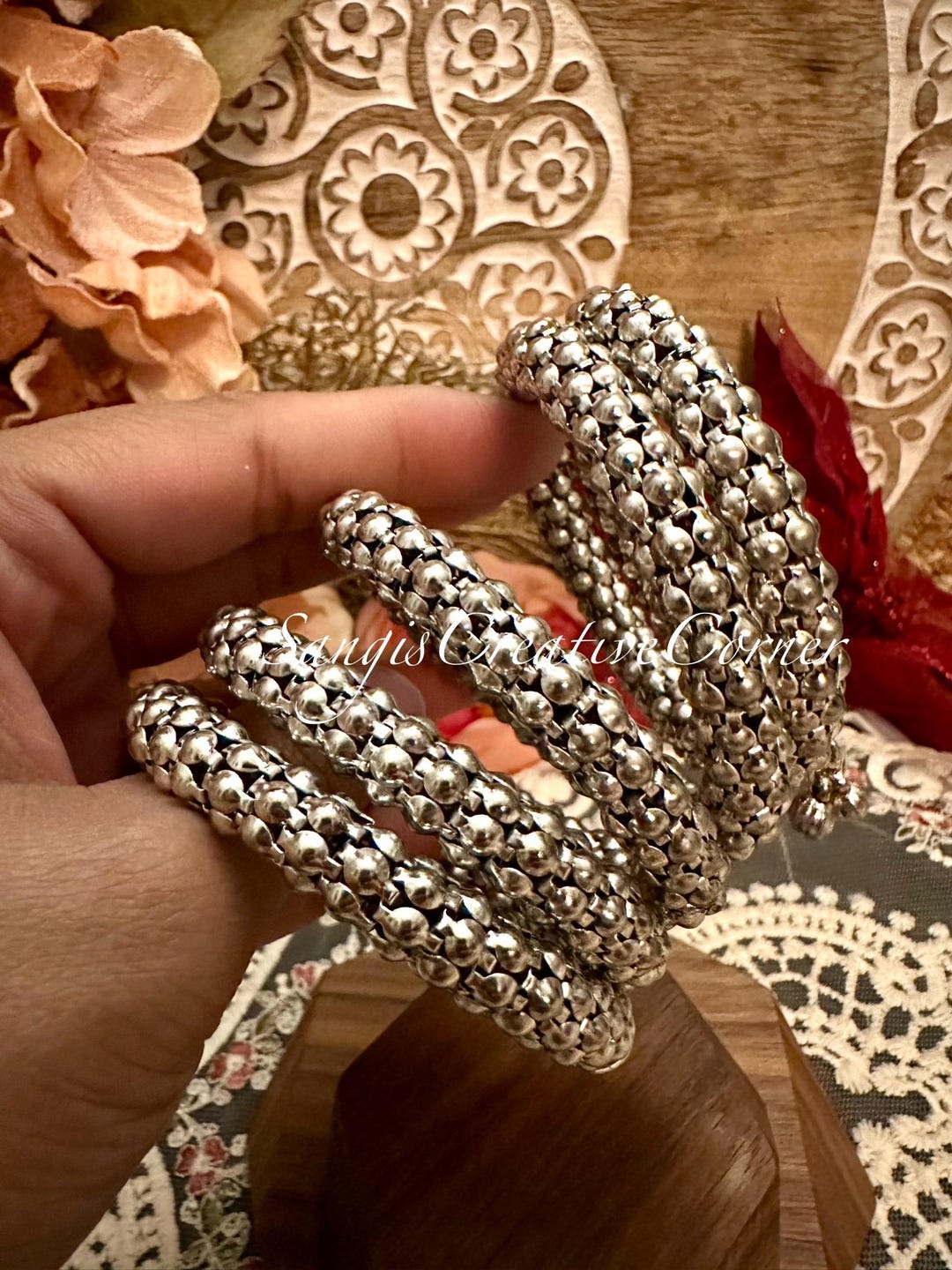 Oxidized Silver Lookalike Set |flexible Cuff/bangle | Oxidized Bangles | Handmade | Fusion |size ...