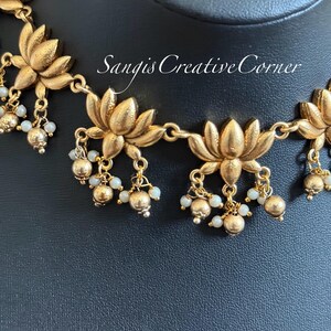 Temple Lotus Necklace|lotus Design Necklace Earrings|textured Matte ...