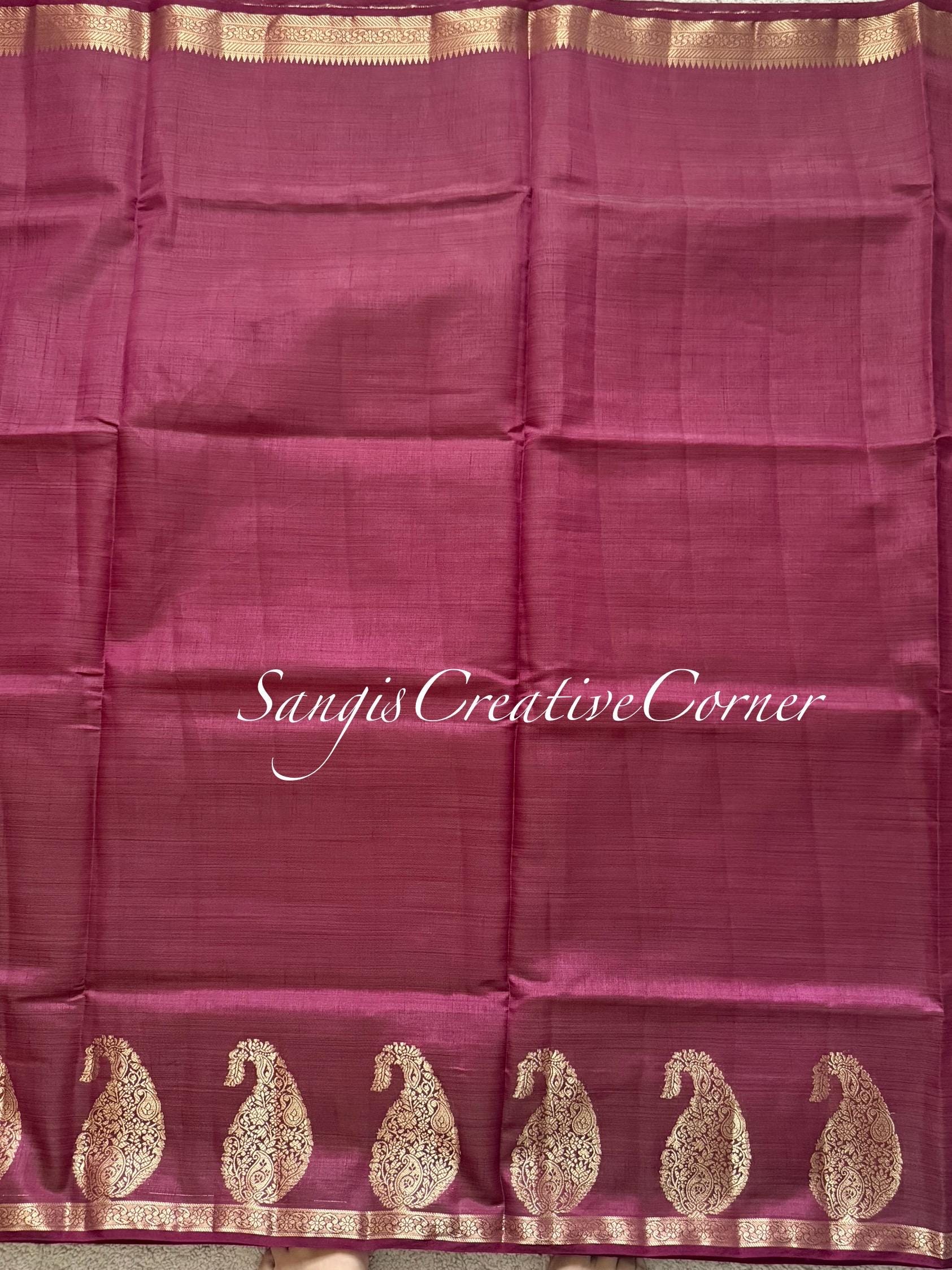 Handloom Raw Silk Saree: Maroon Mango Weaving, Festive Wear - Etsy