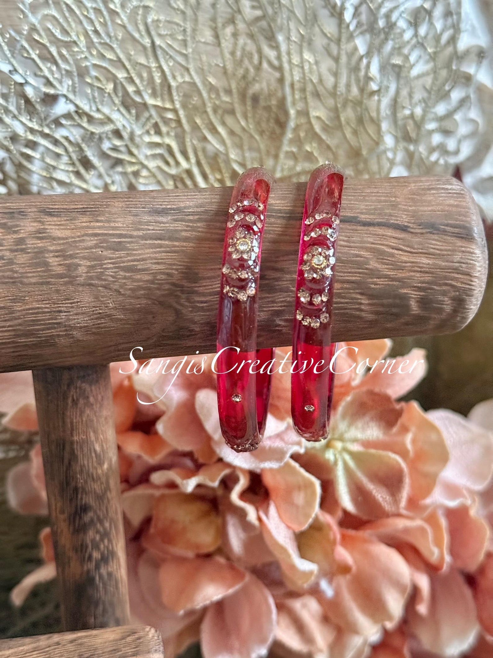 Handcrafted Crystal Glass Bangles - Set of 2 - Size 2.4 Design 8 - Etsy