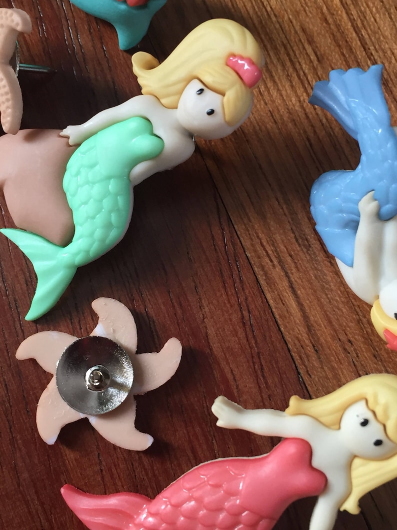 Mermaid Thumb Tacks,beach Office Decor,dolphin Pushpins,mermaid Gifts ...