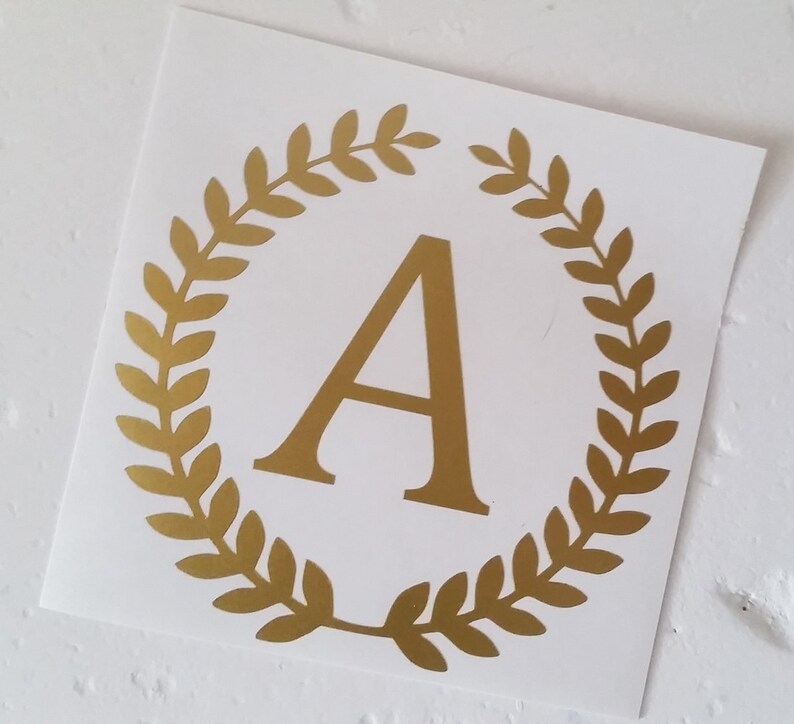 Wreath Monogram Decal Gold Monogram Gold Decal Laurel | Etsy