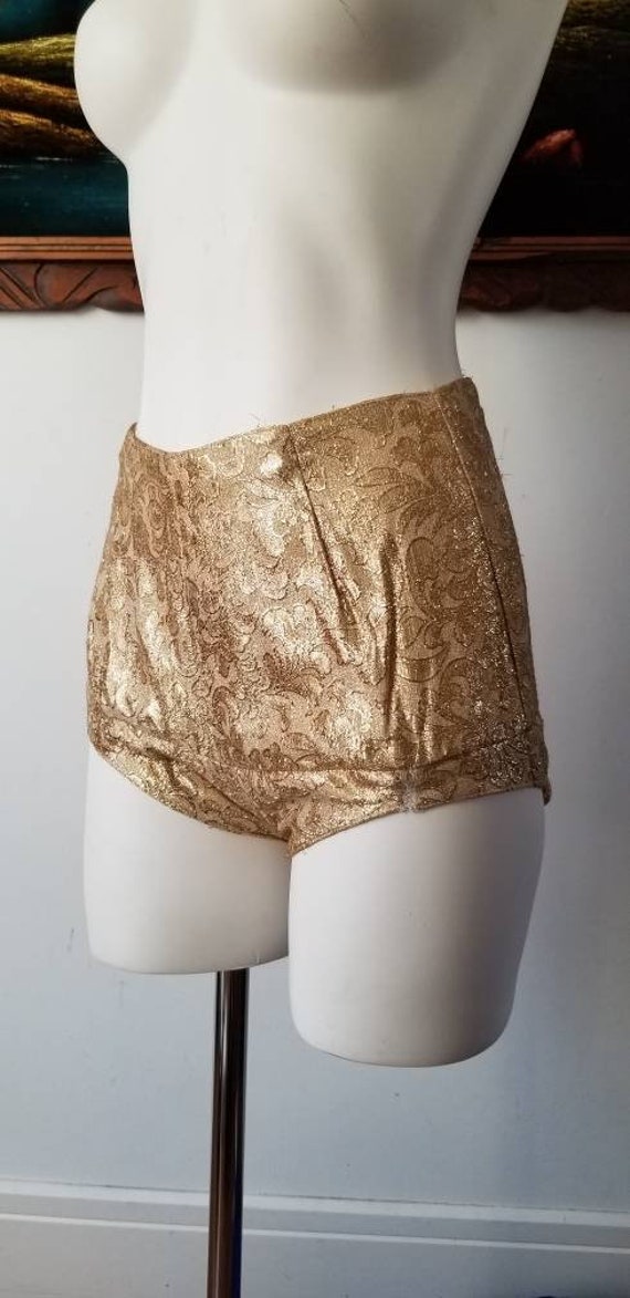 1960s Gold Shorts / Vintage Pinup Mini Shorts - Gem