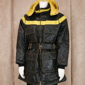 1970s John Deere Snow Mobile Jacket - Small Vintage Black and Yellow ...
