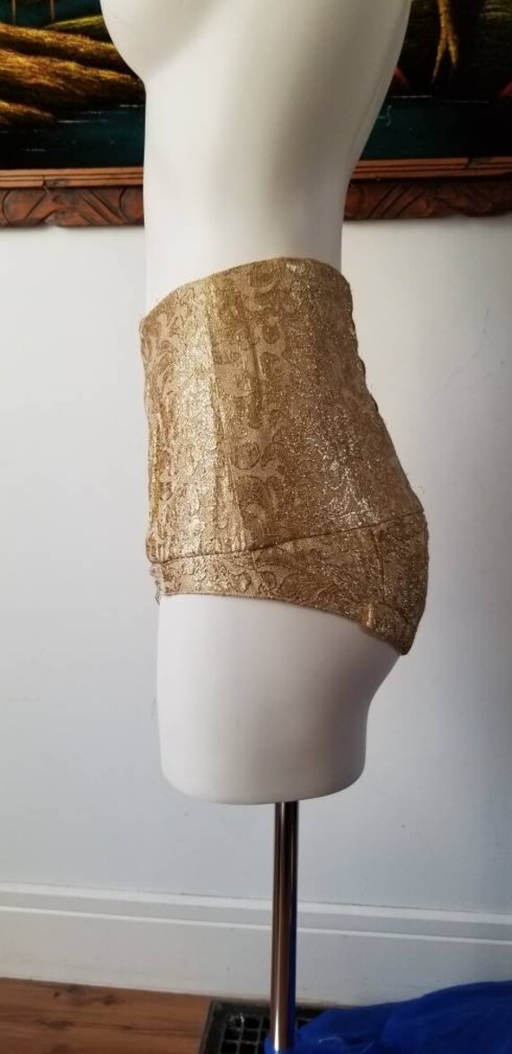 1960s Gold Shorts / Vintage Pinup Mini Shorts - Gem