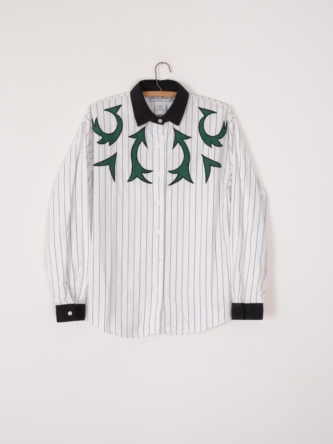 Vintage 1990s White Striped Western Shirt - Medium Pinstripe Button up ...