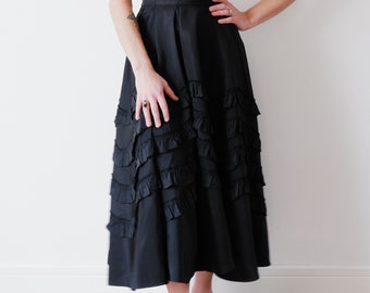 Black Ruffle Skirt - Etsy