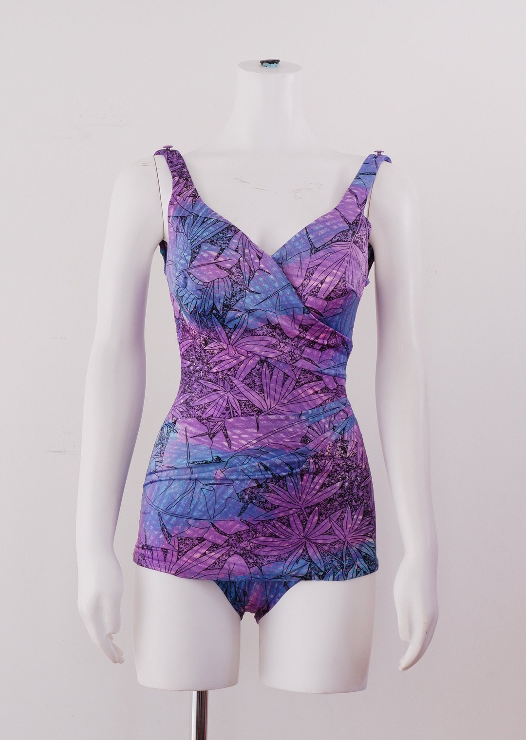 1970's Blue Floral Swim Suit / Vintage One Piece Bathing Suit - Etsy