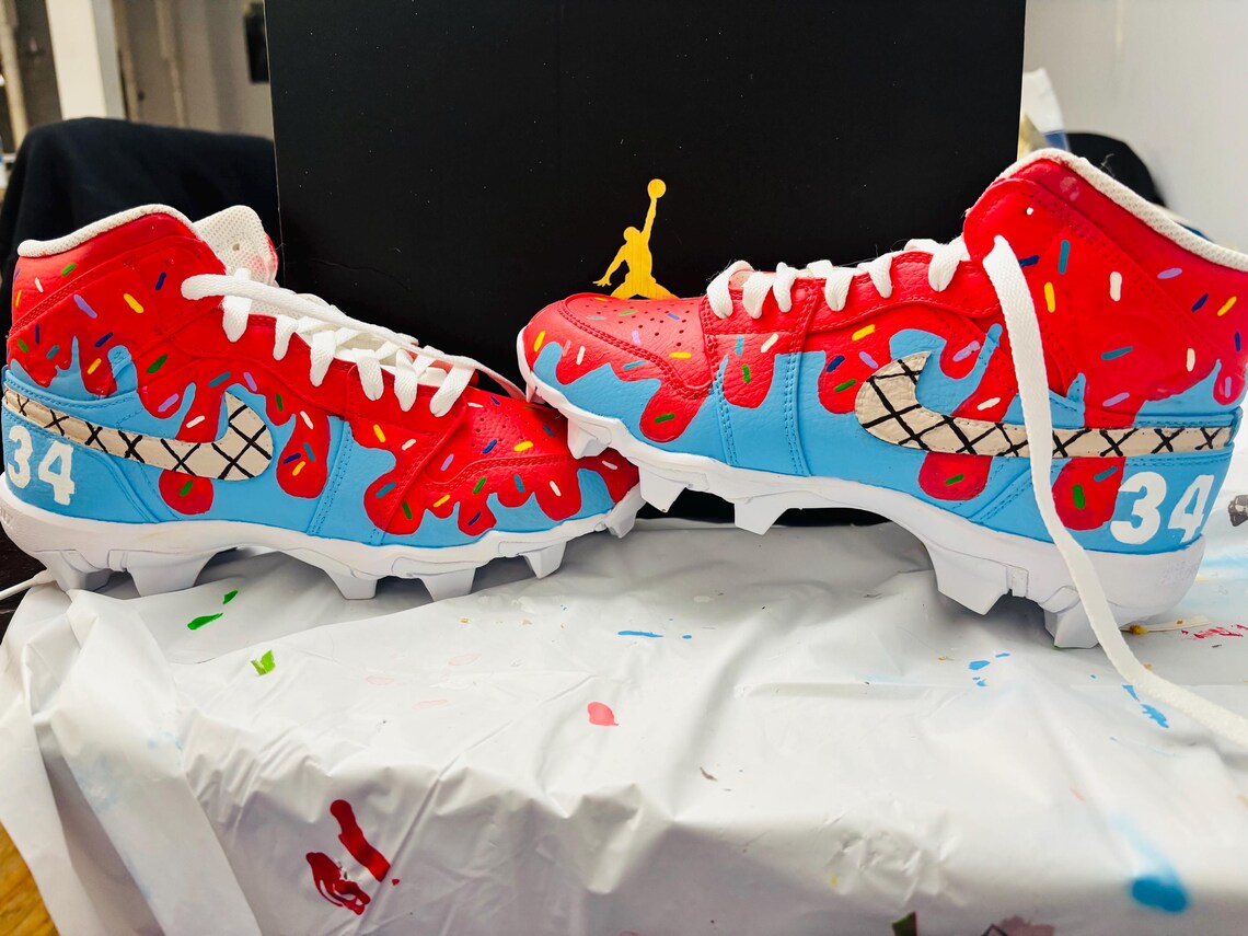 Youth up to Size 6 Ice Cream Drip Custom Cleats - Etsy