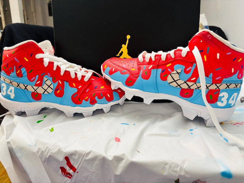 Size 7 and up Ice Cream Drip Custom Cleats - Etsy