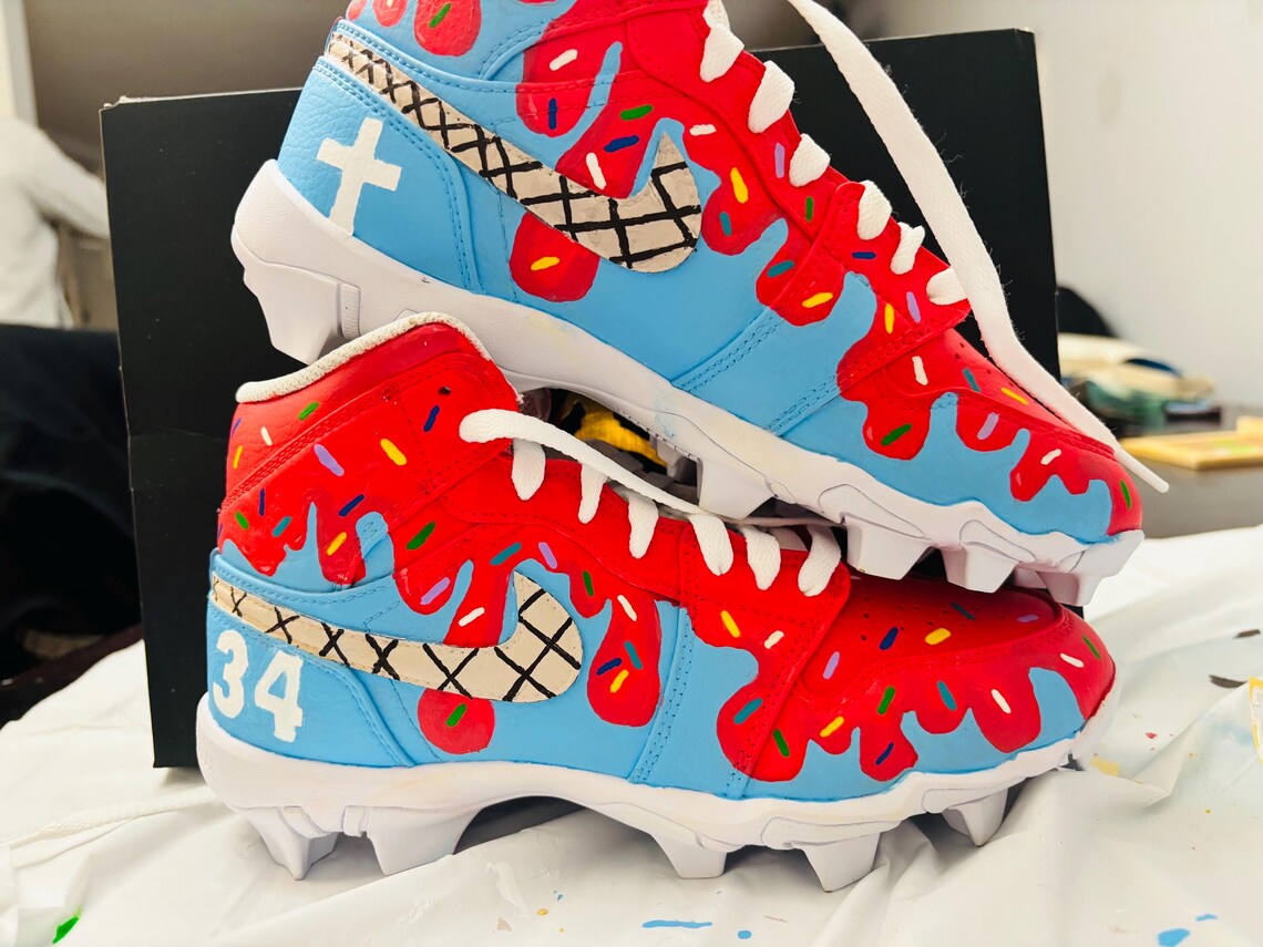 Youth up to Size 6 Ice Cream Drip Custom Cleats - Etsy