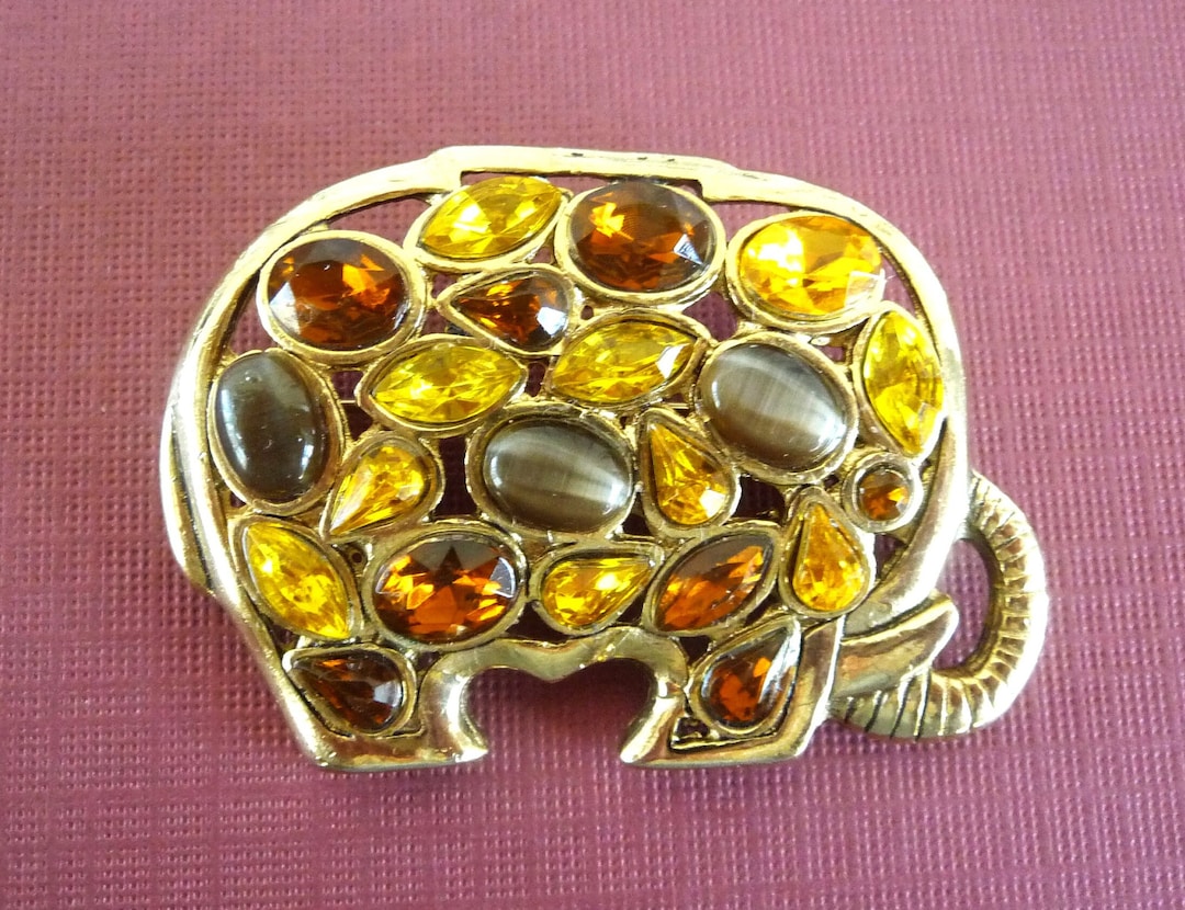 A Sparkling Costume Elephant Pin Brooch - Etsy