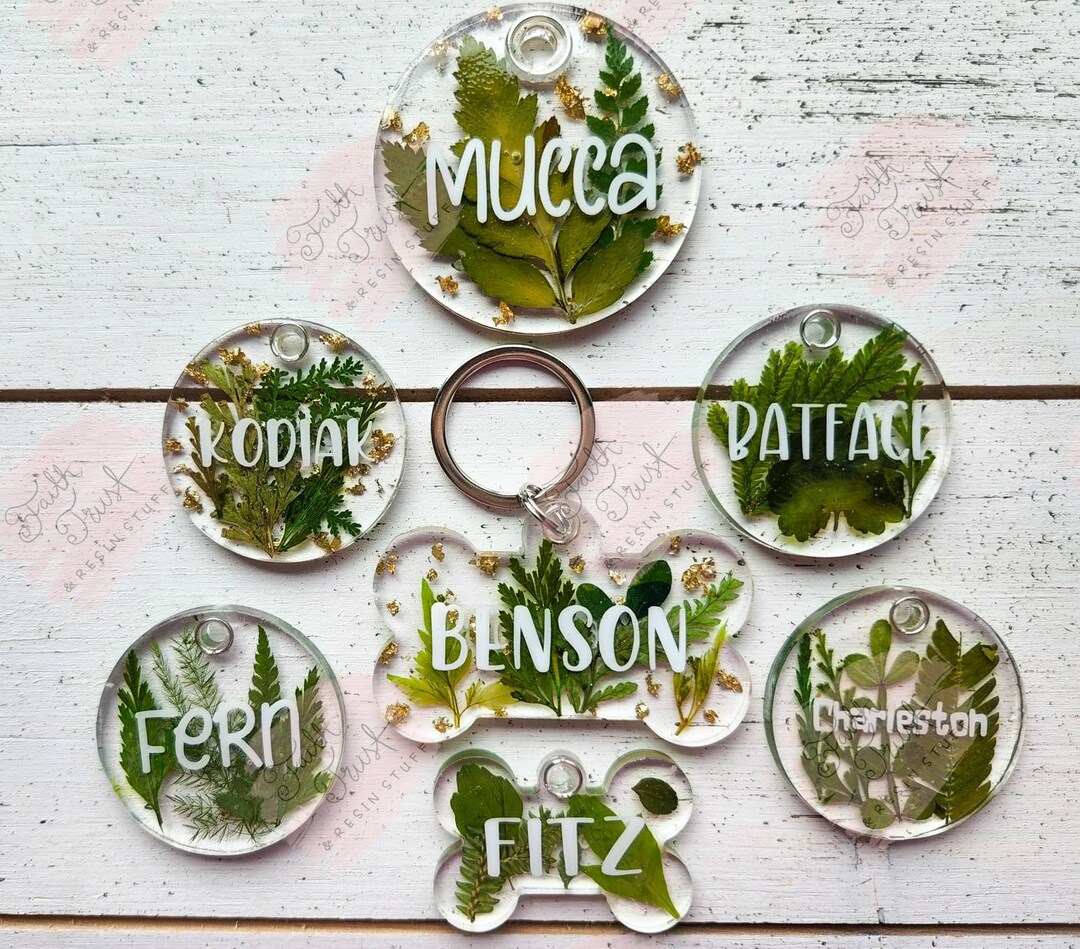 Greenery Dog Tags | Custom Dog Tag | Resin Dog Tag | Personalize Dog ...