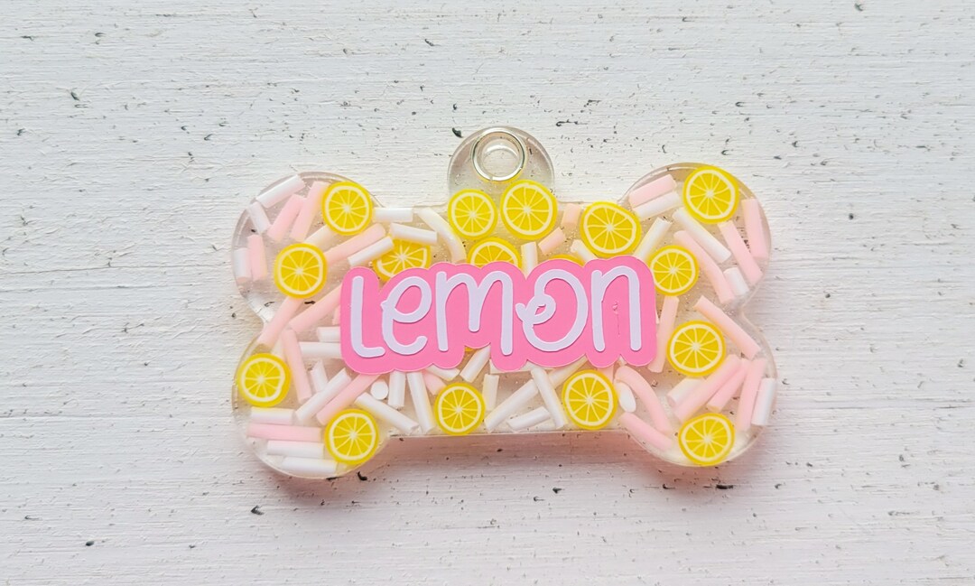 Pink Lemonade Dog Tag Resin Dog Tag Resin Cat Tag Pet ID Personalized ...