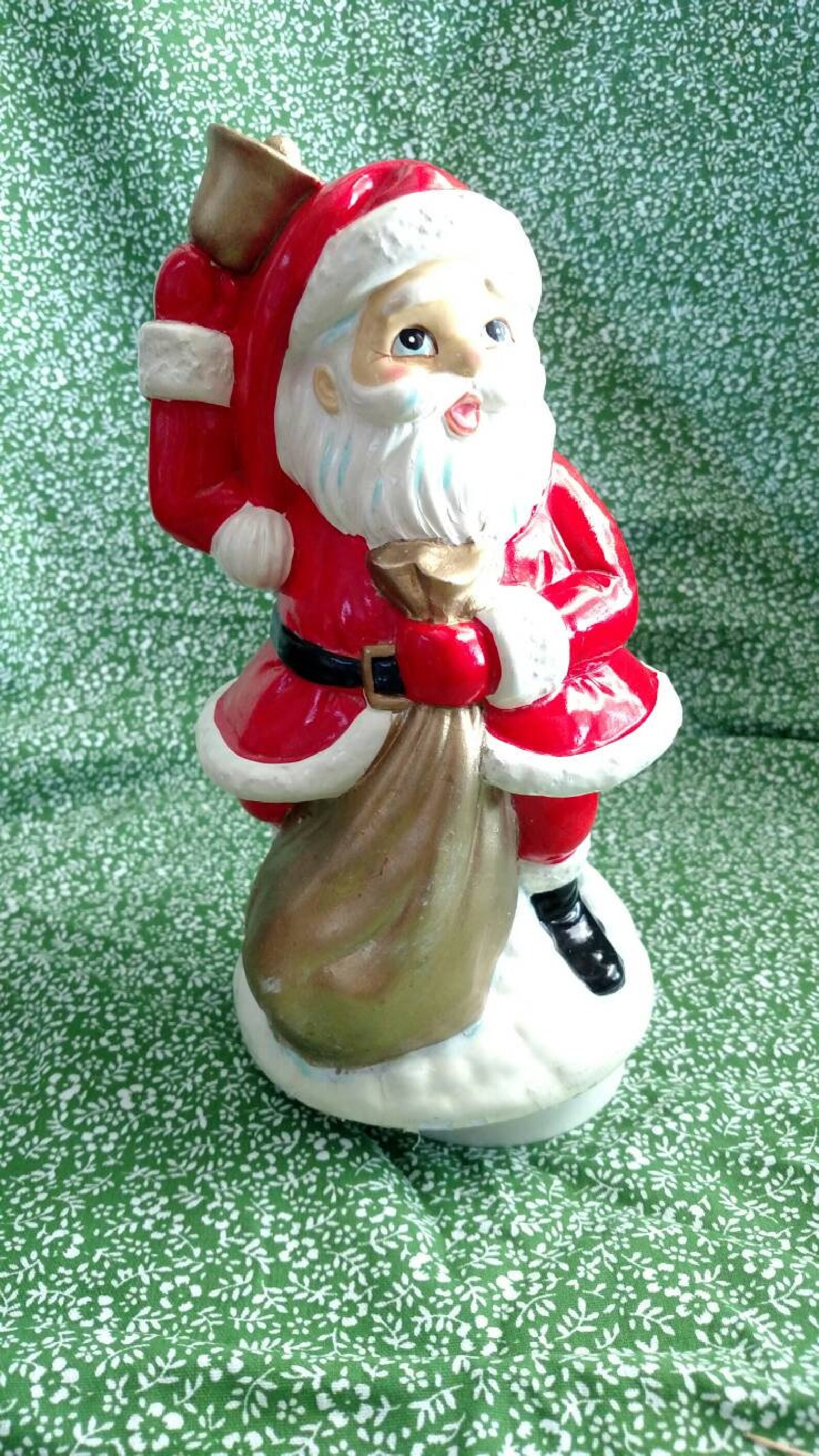 Rotating Paper Mache Wind up Santa Clause With Bell Plays - Etsy