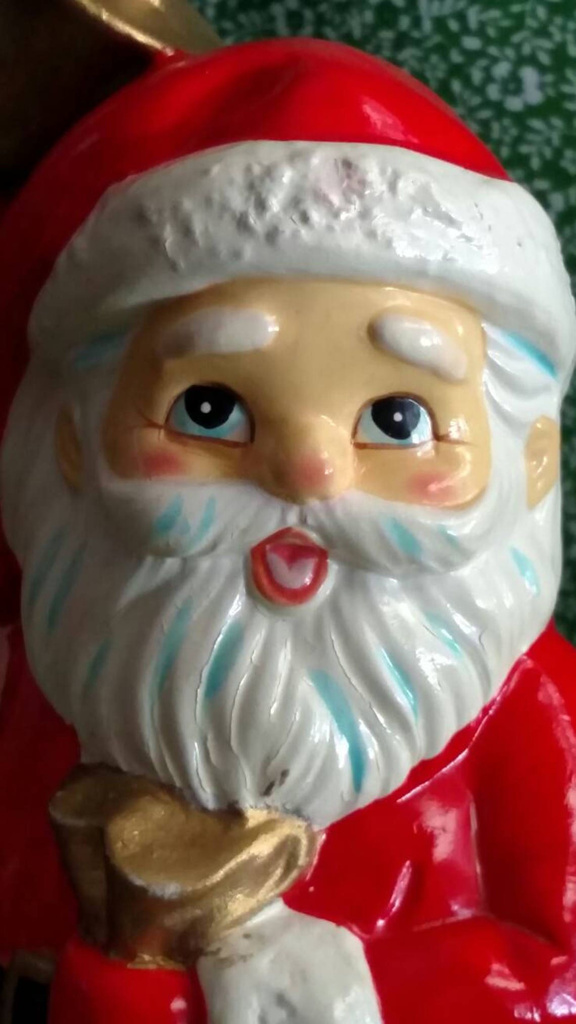 Rotating Paper Mache Wind up Santa Clause With Bell Plays - Etsy