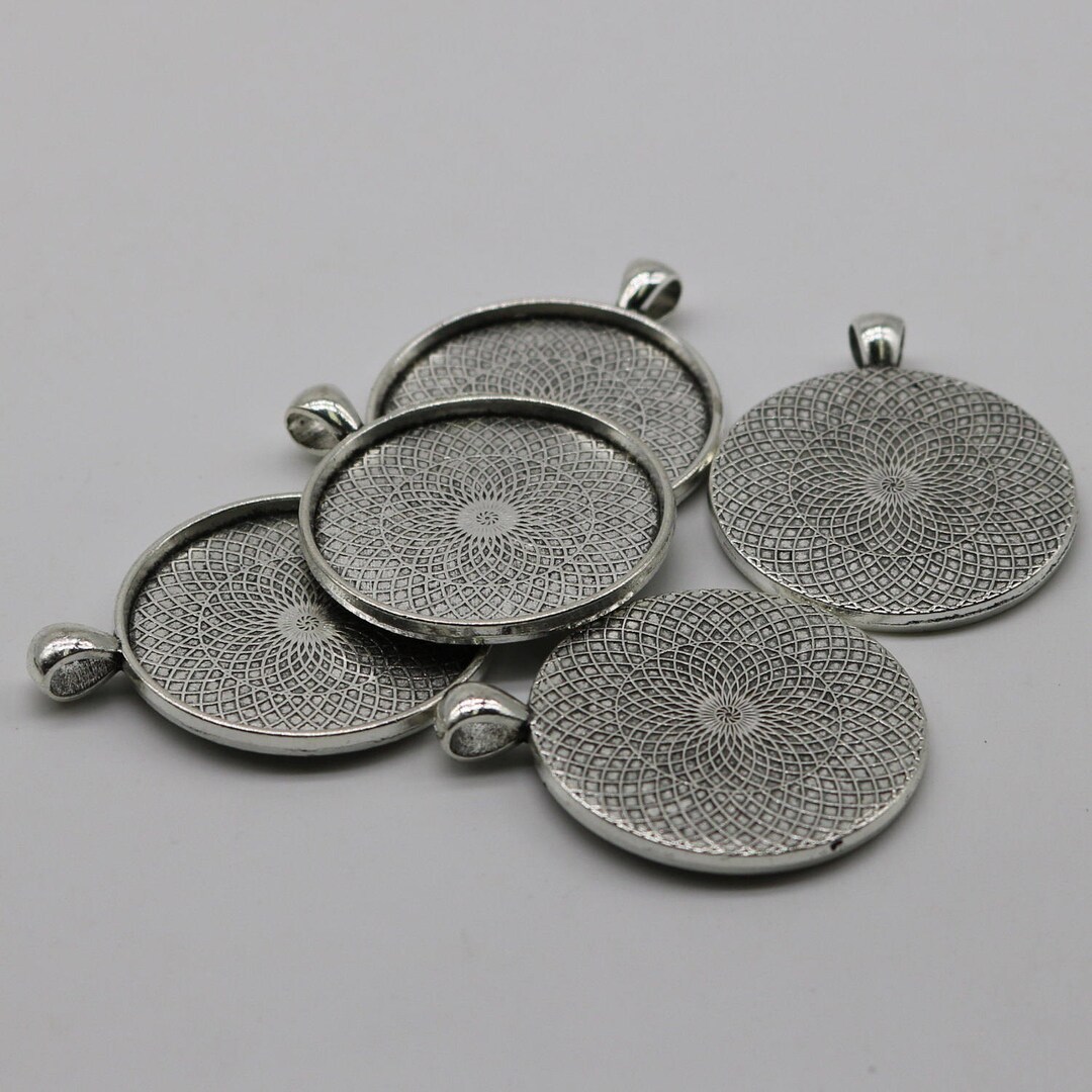20 Pcs Round Antique Silver Bezel - for 35mm App. 1-3/8 Inch - Circle ...