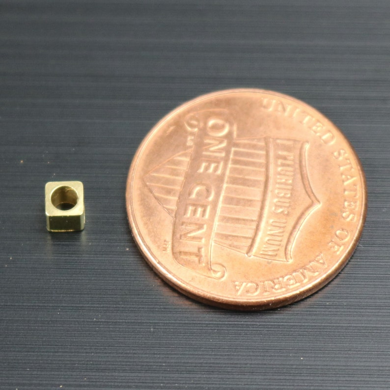 20 Raw Brass Square Cube Beads End Caps 3x3 Mm 2.0mm Hole | Etsy