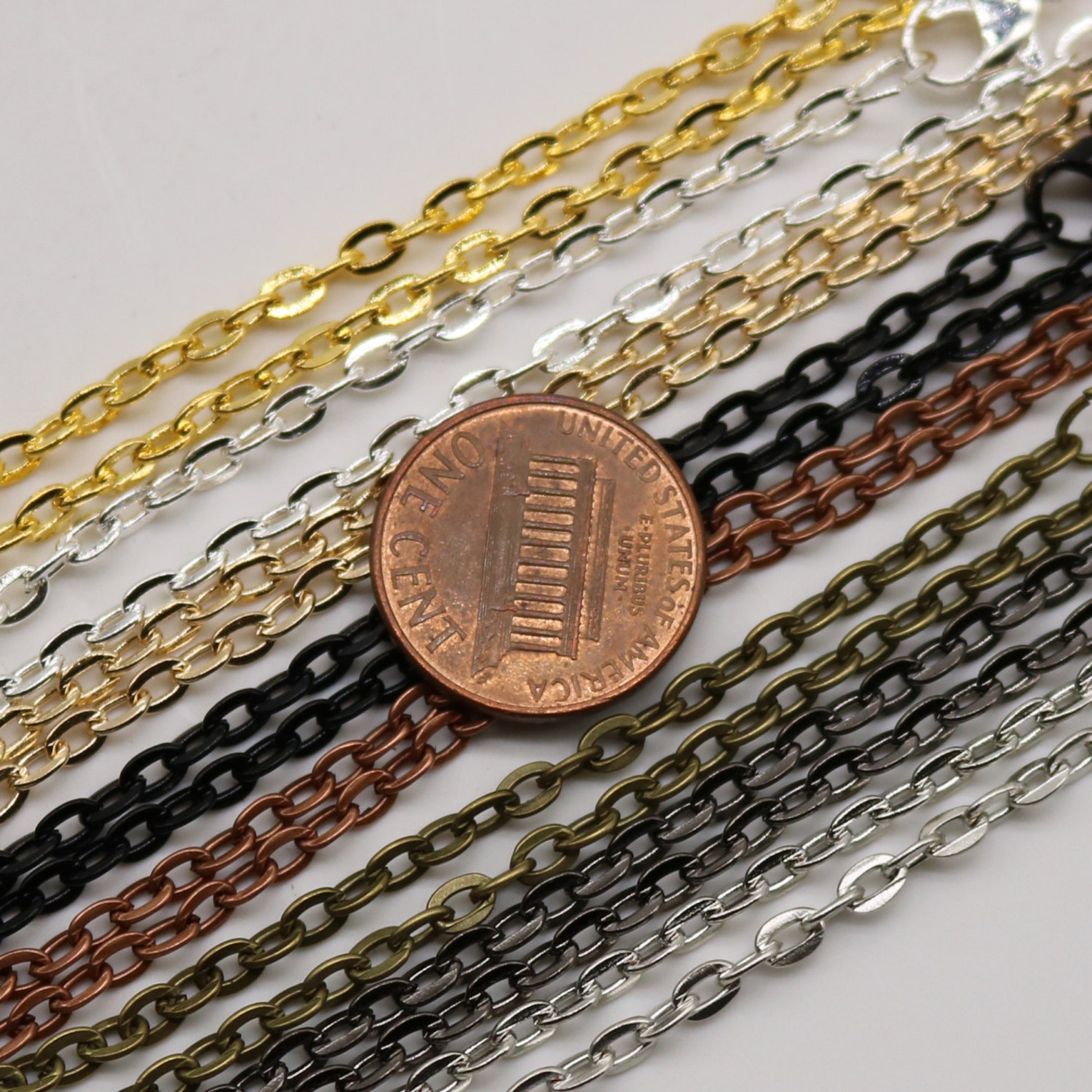 100 Pcs of 24 Inch Flat Cable Chain Necklace With Lobster | Etsy