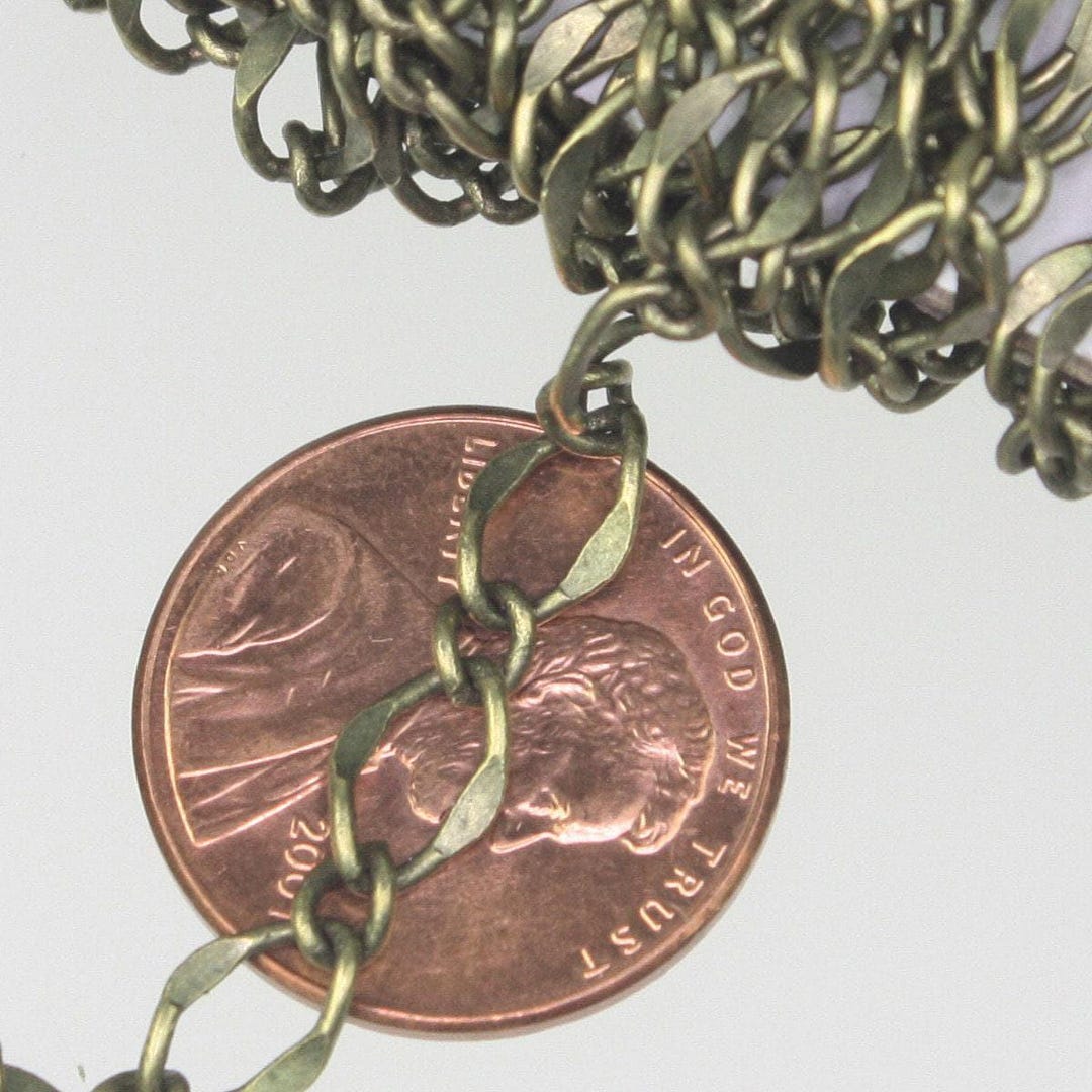 Hammered Curb Chain: Antique Brass Finish Style ( Soldered Link 5x8mm ...