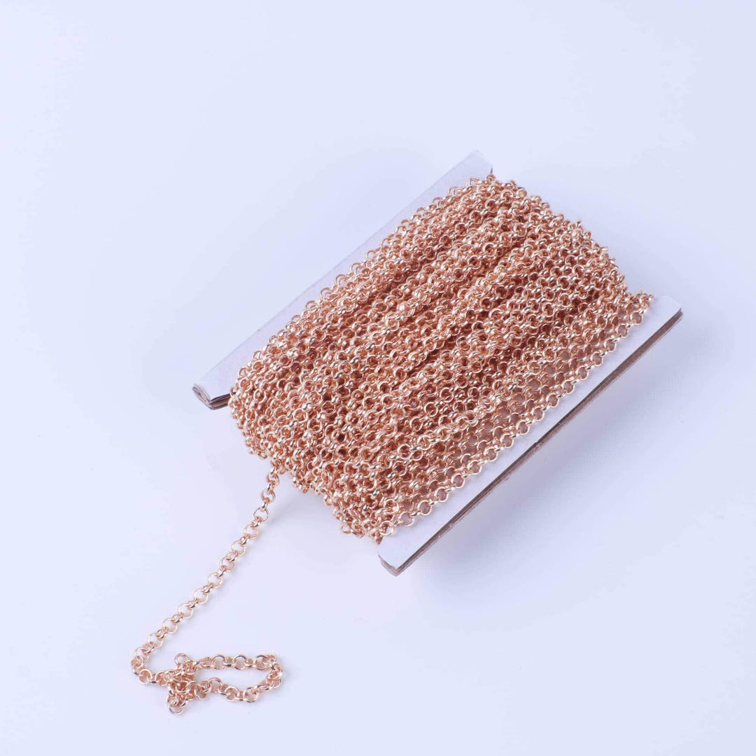 Rolo Chain Soldered Link - Champagne Gold Plated - 3.2mm - 3 Ft - Etsy