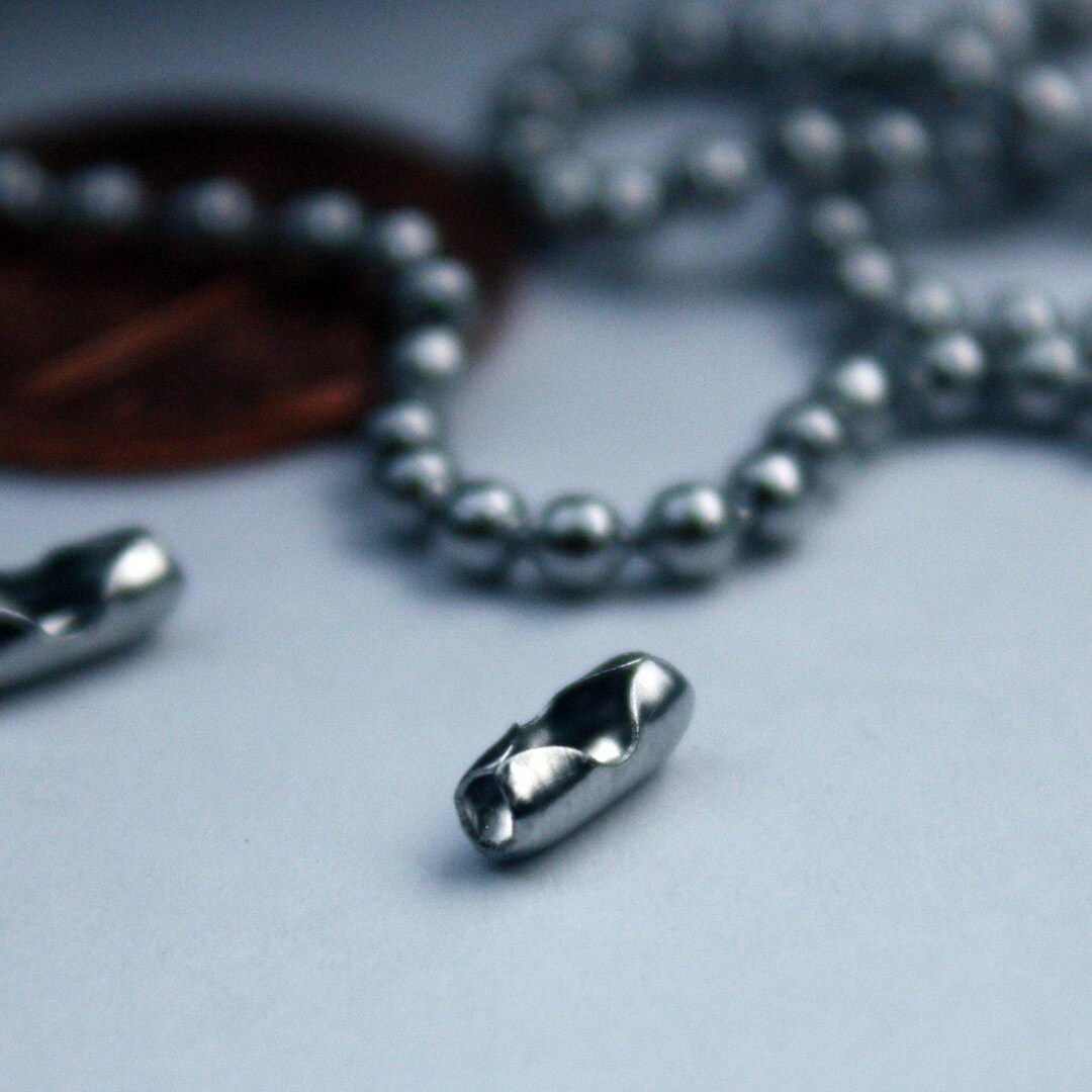 Stainless Steel Ball Chain Connectors - 2.4mm Insert Clasps 50 Pcs ...