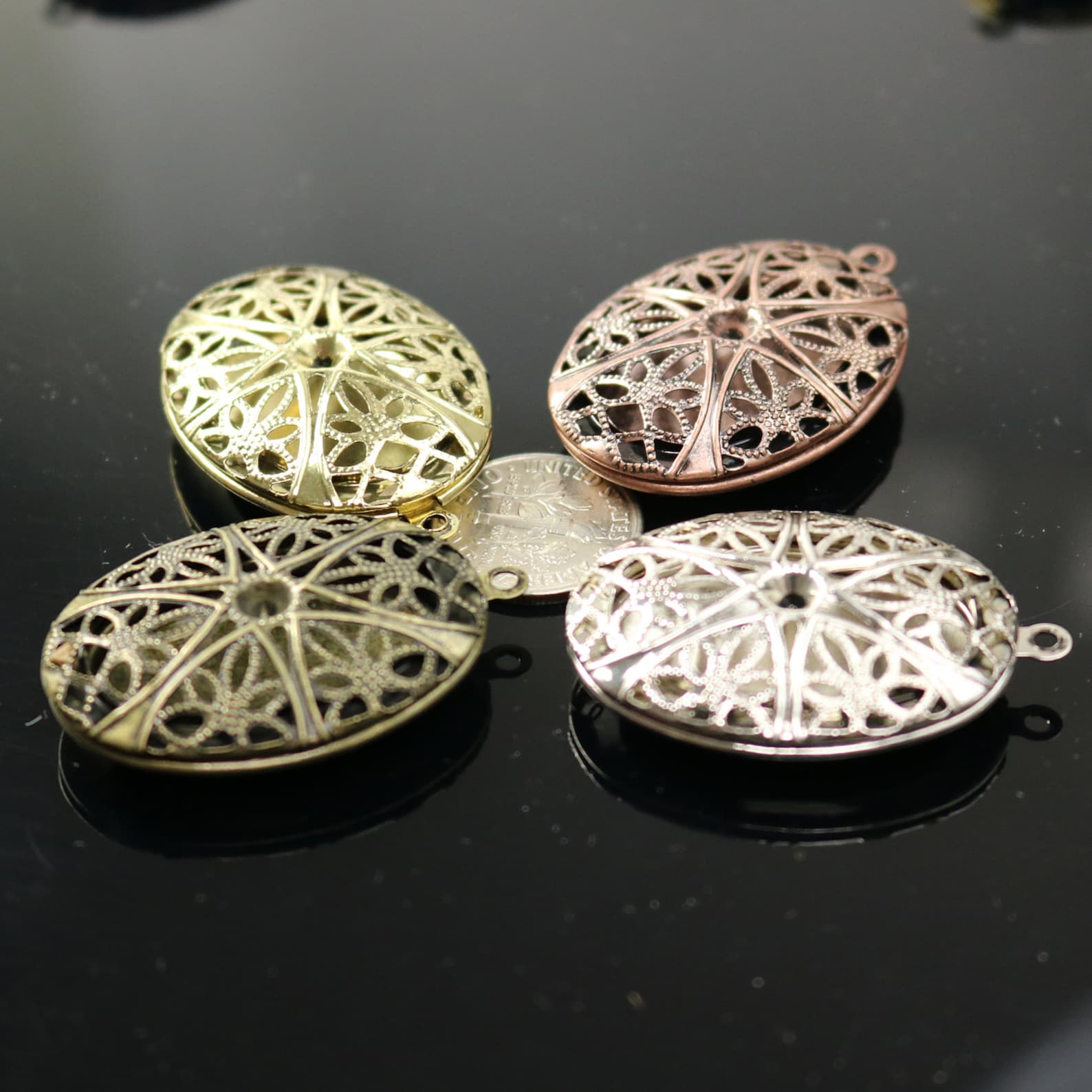 5 Pcs Antique GOLD Filigree Locket OVAL Big Pendant Charm - Etsy