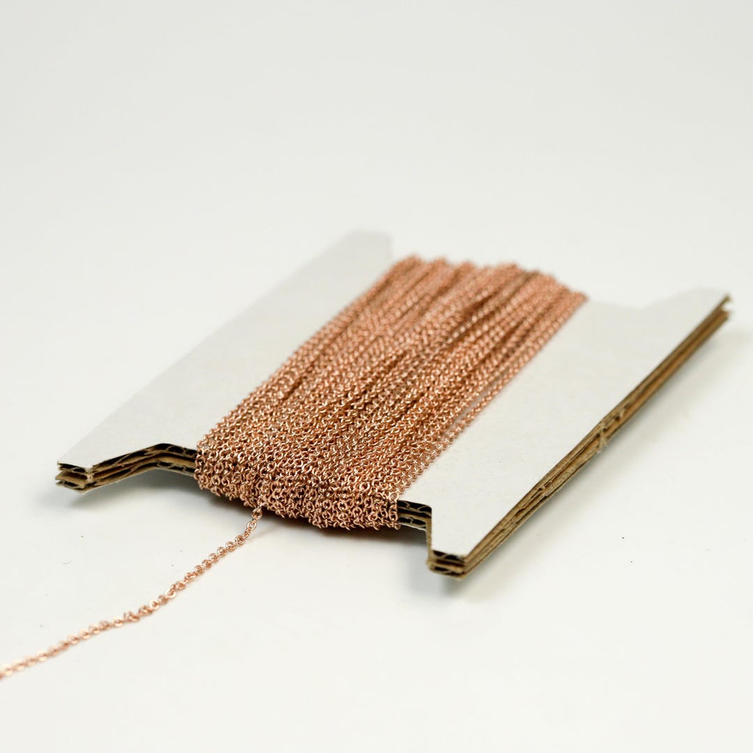 Non Tarnish Micro Flat Cable Chain, Soldered Link - Rose Gold Plated ...