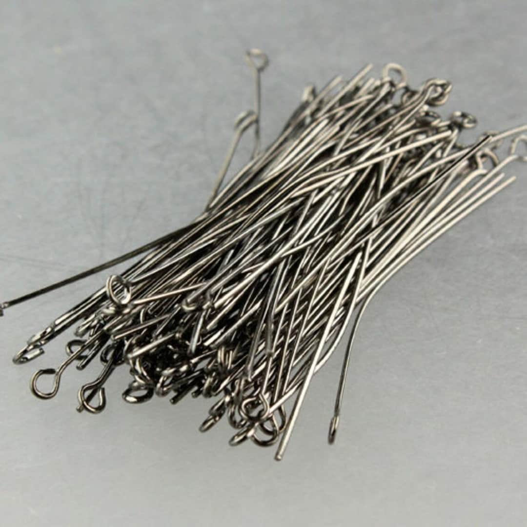 Gunmetal Finish Eyepins Eye Pins: 2 Inch, 21 Gauge 100 Pcs - Wholesale ...