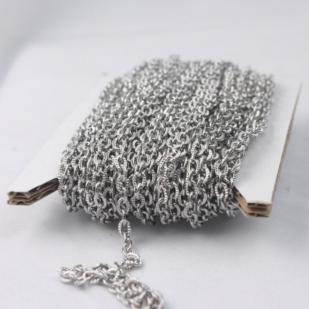 Stainless Steel Texture Flat Cable Chain Bulk, Feet - 4x3mm Unsoldered ...
