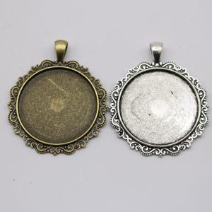 20 Pcs Round Antique Silver Bezel - for 35mm App. 1-3/8 Inch - Circle ...
