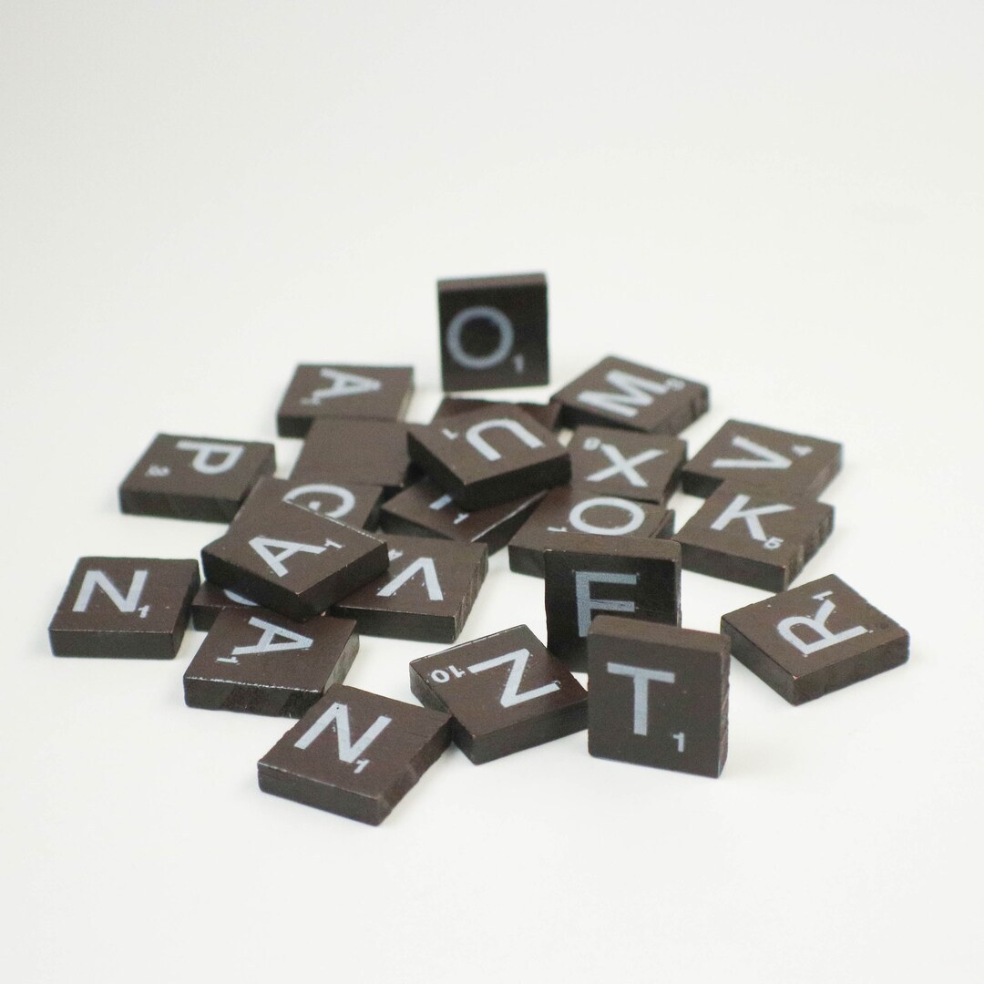 100 Pcs Wooden Scramble Scrabble Letters Tiles Mocha Brown Color ...
