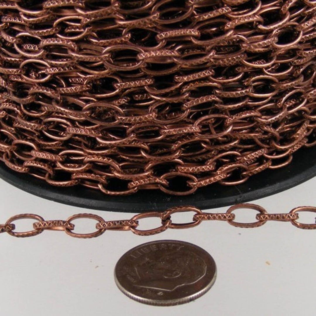 Antique Copper Cable Chain: 5 Ft Textured Iron Oval Link (9x4.5mm) - Etsy