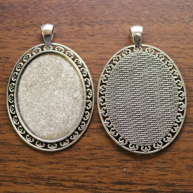5 Pcs Oval Antique Silver Bezel for 30x40mm Oval Pendant - Etsy