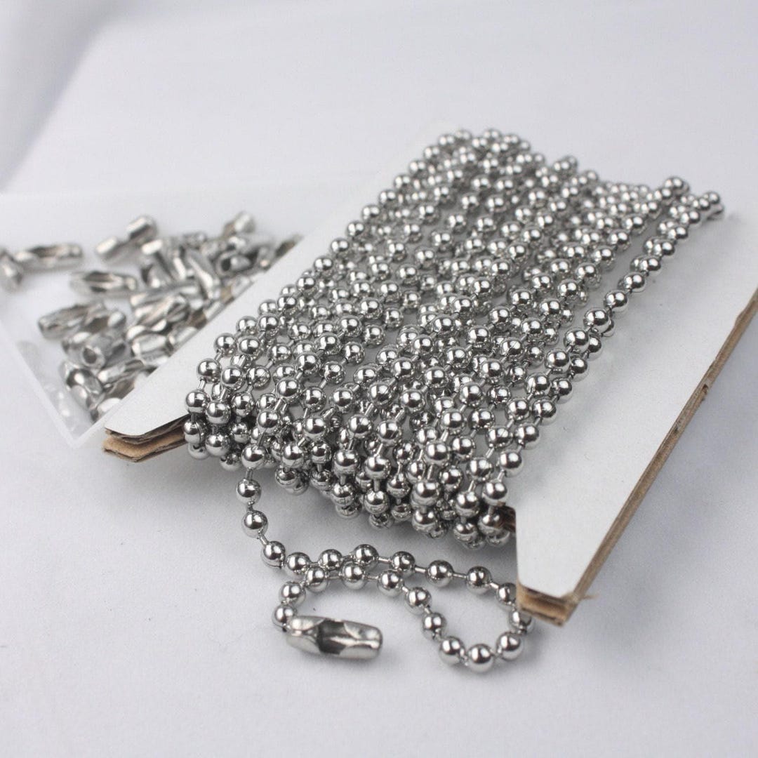 Surgical Stainless Steel Ball Chain - 3.2mm With 5 Connectors 10 Feet ...