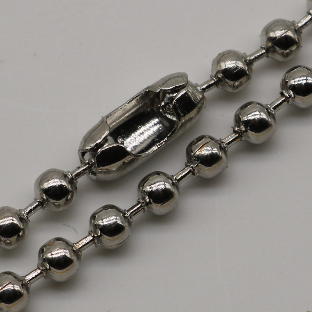 10 Pcs of 24 Inch Chunky Ball Chain Necklace - Rhodium Plated 3.2mm ...