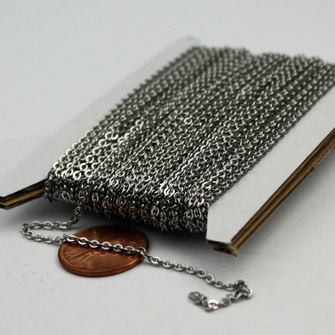 Surgical Stainless Steel Flat Cable Chain - 1.8mm Soldered Link 3 Feet ...